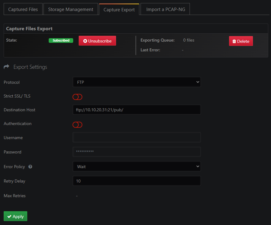 Exporting PCAP files | Profitap Knowledge Base