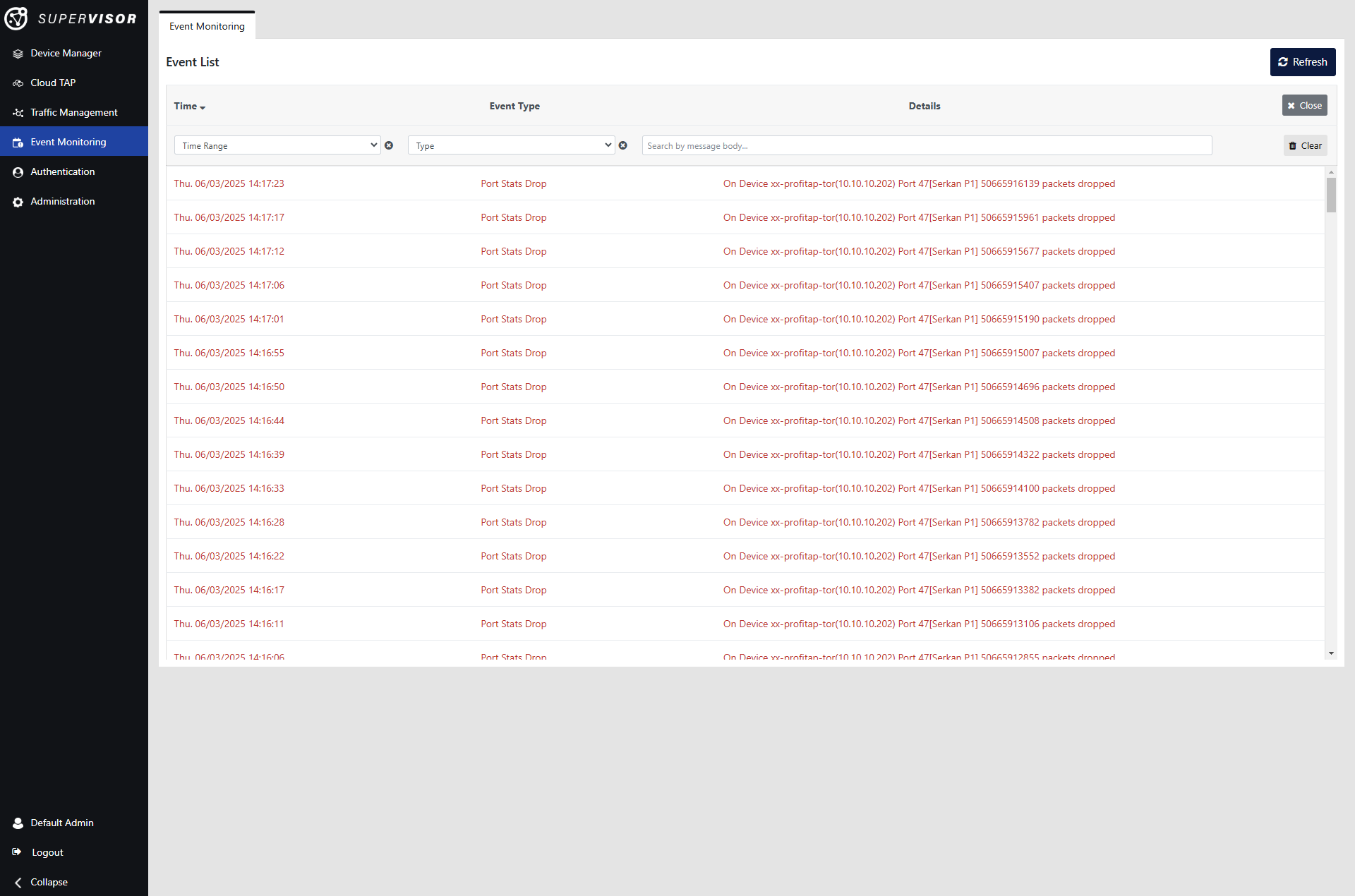 Event monitoring | Profitap Knowledge Base